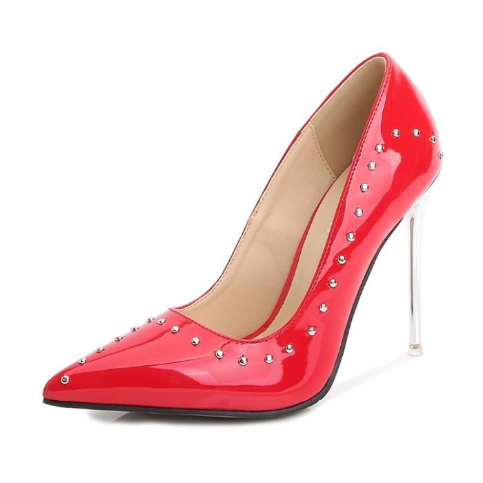 Escarpins en cuir verni GRMTCOLT® - Rouge - Talons hauts - Femme ...