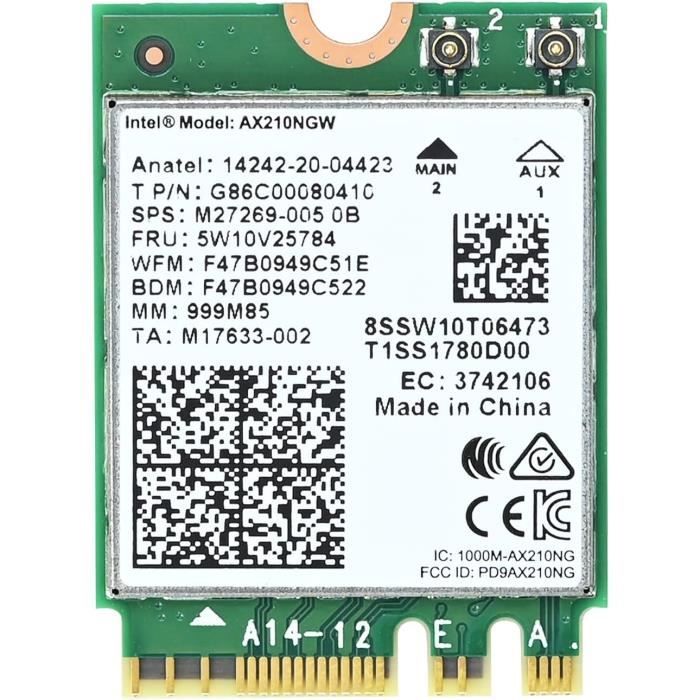 Podazz WiFi 6E Intel AX210 NGW Carte WiFi pour Ordinateur Portable 6 GHz-5 GHz-2,4 GHz 5400 Mbps ...