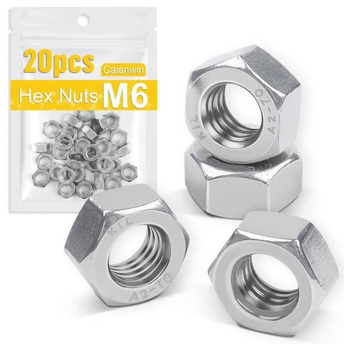 20 Pièces Ecrou Hexagonal M6, Din 934 Ecrous Inox En Acier Inoxydable ...