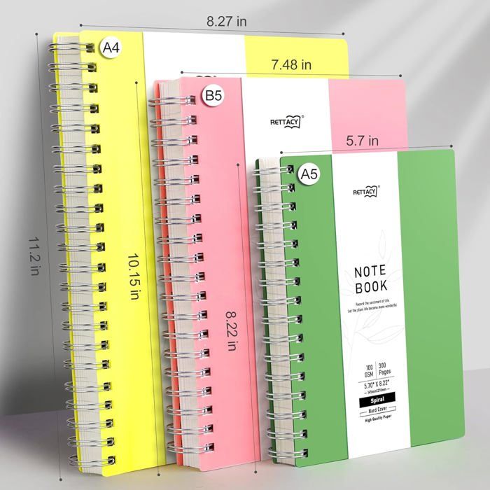 Bloc-Notes A4, Cahiers À Spirales, 300 Feuilles/150 Pages Pour Écrire ...