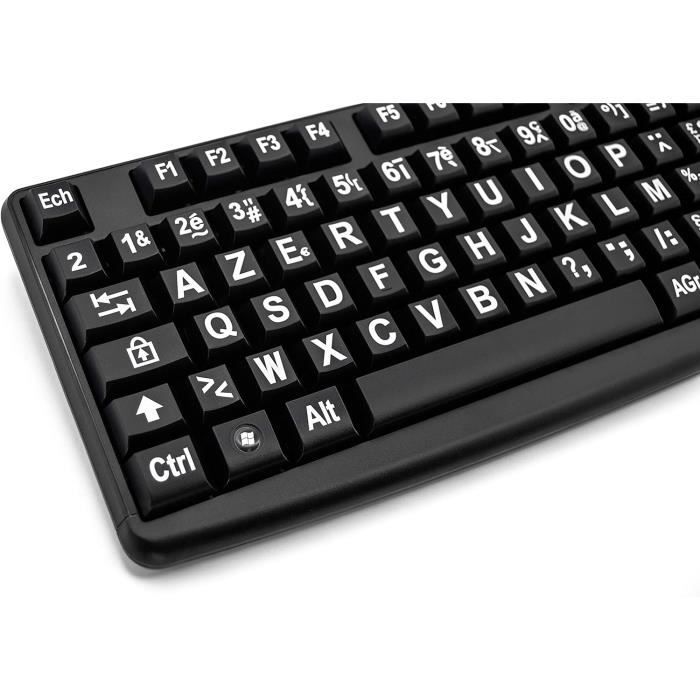Clavier Alphanumérique Filaire De Avec Grands Caractères Blancs Sur ...
