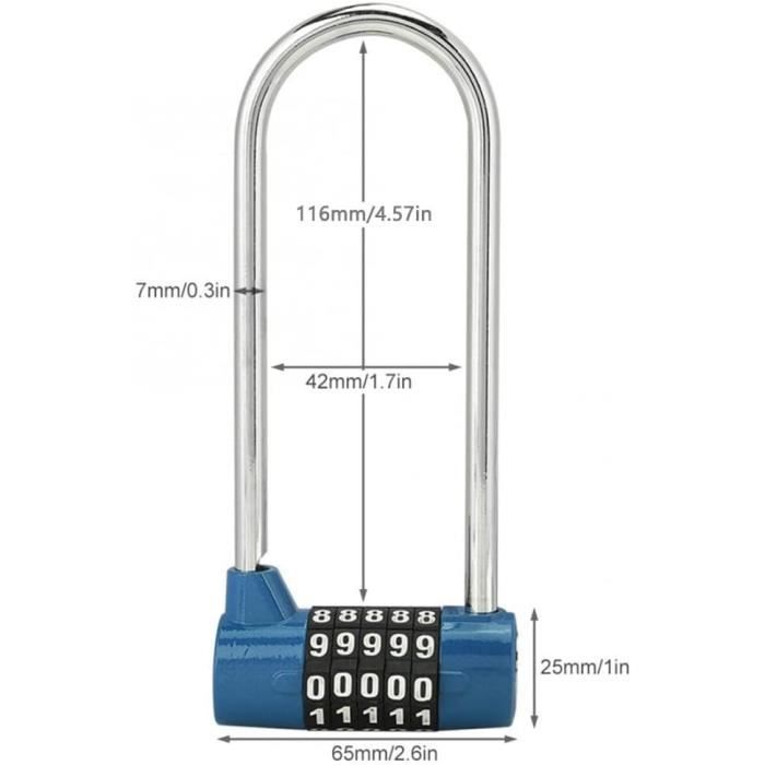 Combination Lock, 5 Digit Combination Padlock, 7Mm Width Flexible Cable ...