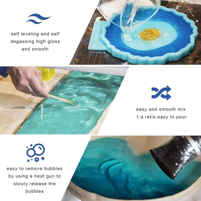 Resine Epoxy Transparente et Durcisseur, 960ml / 32oz Résine époxy ...