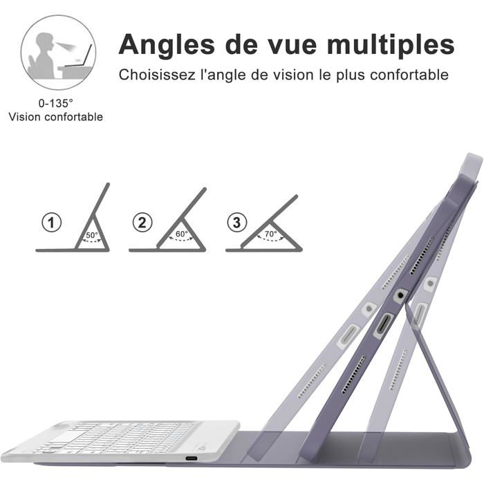 Clavier sans fil amovible - SUTEO - Azerty - Bluetooth - Lavande ...