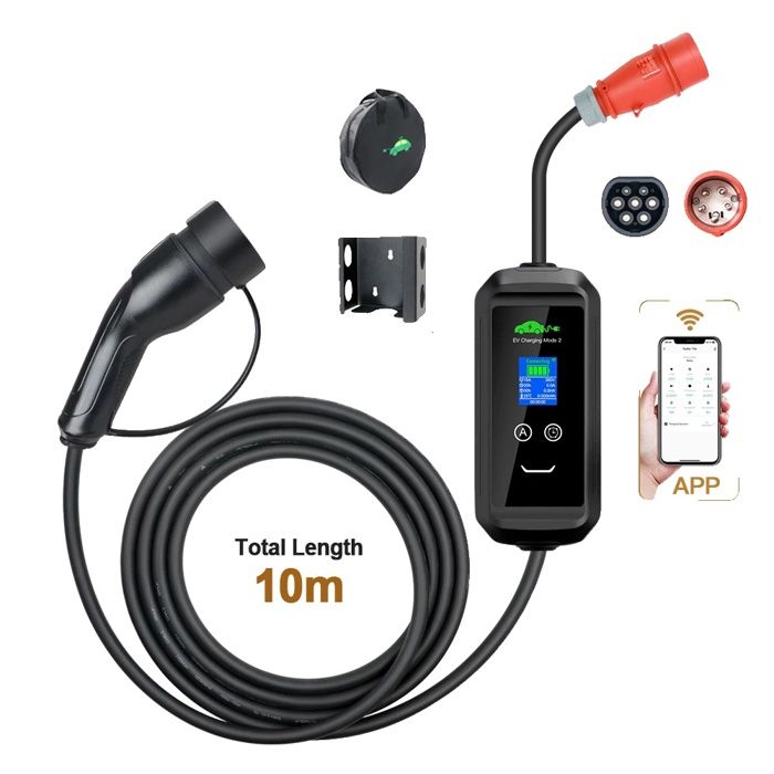 Chargeur EV Type 2 11KW, Courant Ajustable 6A-16A, Câble de 10m, IP66 ...
