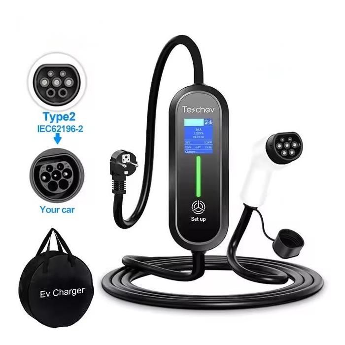 220V 230V Portable EV Chargeur Wallbox 16A Câble de Charge Type2 Cordon ...