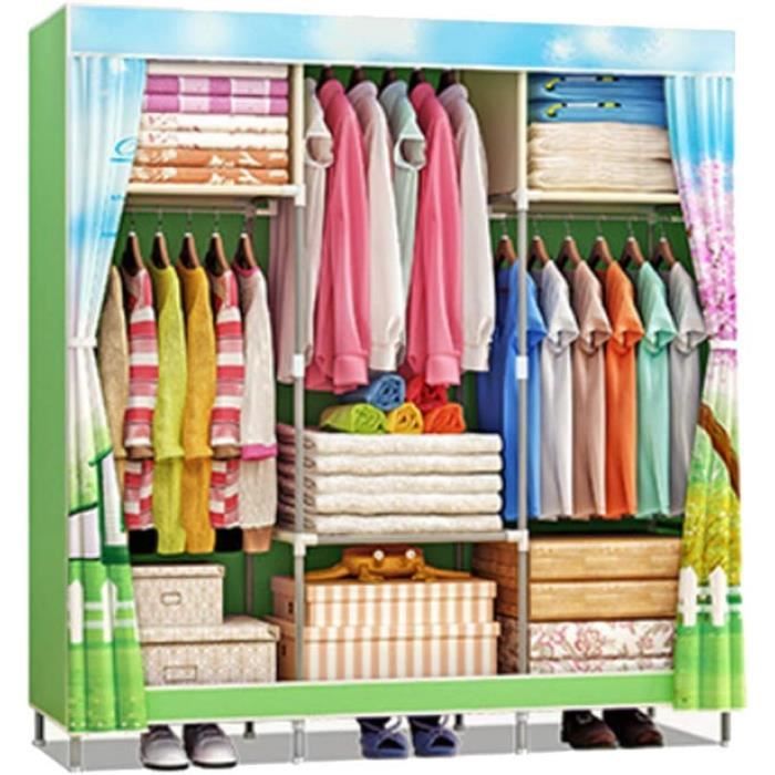 Portable armoire Placard de rangement Vêtements garde-robe simple tissu ...
