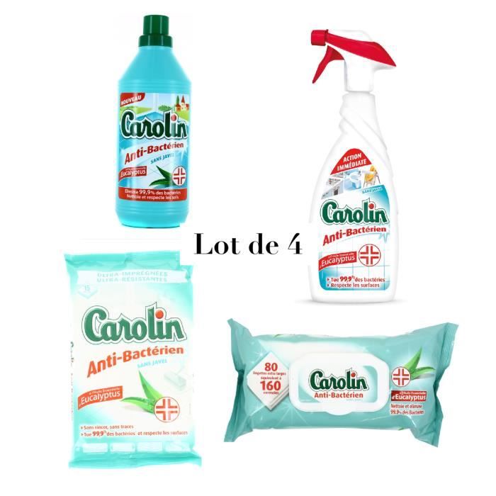 CAROLIN LOTS DE 4 PRODUITS DÉSINFECTANT ET ANTIBACTERIENNES - Cdiscount ...