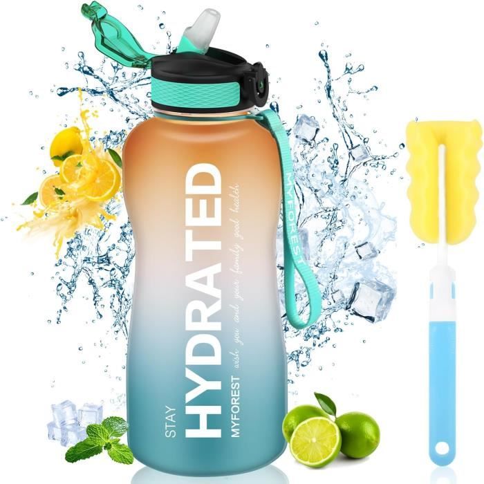Bouteille D'Eau De Sport 2,2 L Avec Marqueurs De Temps, 2,2 Litre, Sans ...