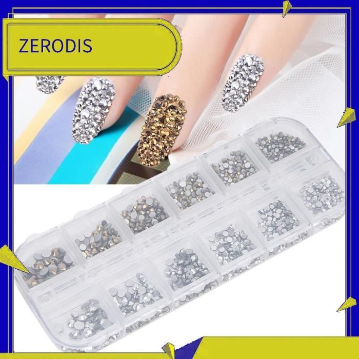 Drfeify Strass pour Nail Art 12 grille/bote fond plat Nail Art strass ...