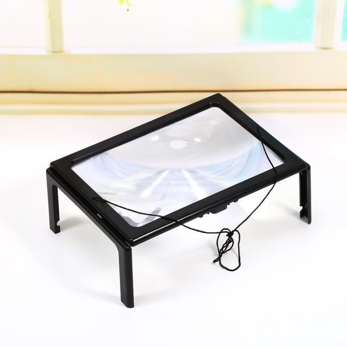Grande loupe 3x mains libres de format A4 avec lecture de loupe de lumière LED-ALI - Cdiscount ...