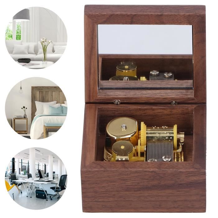 MAD Boîte à Musique Mécanique en Bois de Noyer Artisanat Cadeau pour ...