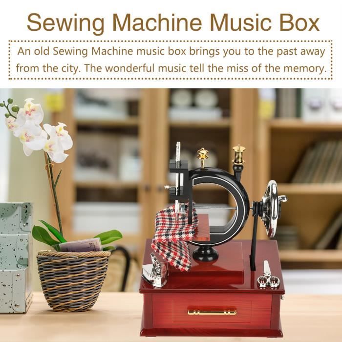 Qiilu boîte à musique Machine à coudre Vintage Style Creative Rétro ...