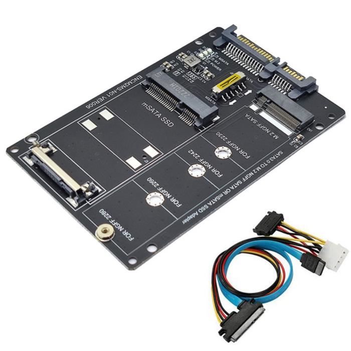 Carte Adaptateur NGFF + MSATA Vers SATA3.0 + Câble SATA M2 KEY BM SSD Vers Carte de Conversion D ...