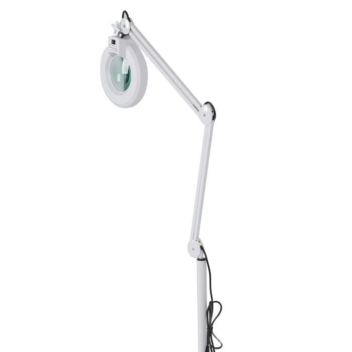 Lampe loupe 8x Loupe éclairée par LED, lampe de sol grossissante à bras ...