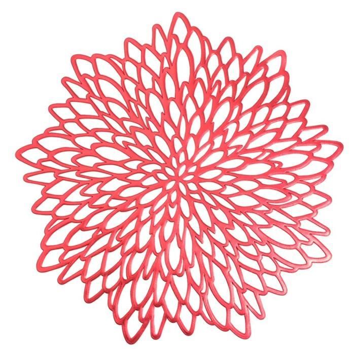 Red-Napperon en PVC, creux, imprimé or, en forme de fleurs d'hibiscus ...