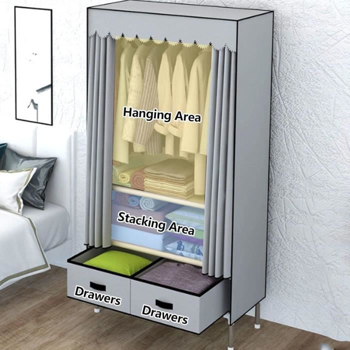 Armoire en Tissu - A913 - Portable - Pliable - 83x45x168cm ...