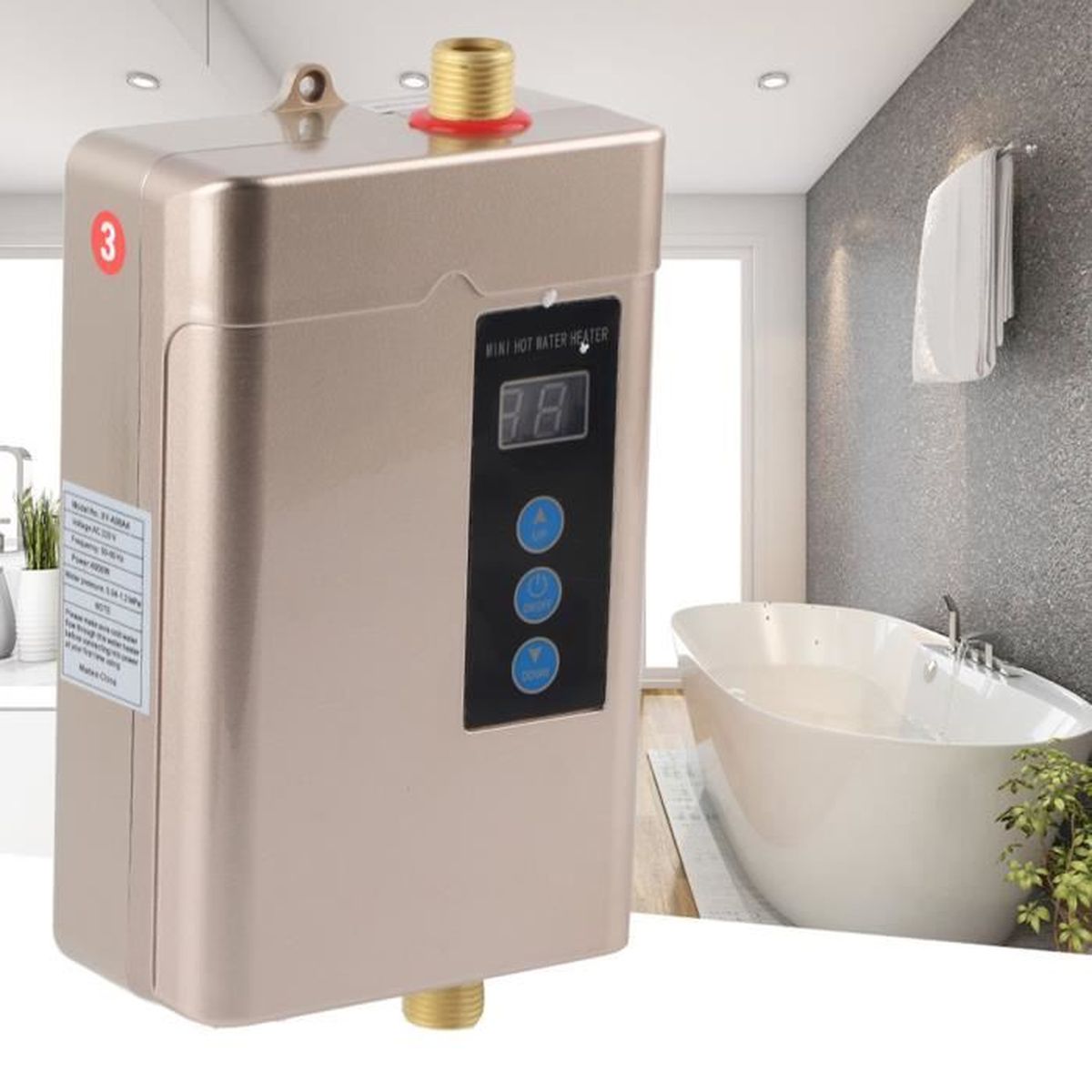 Tbest Chauffe-eau intelligent Mini chauffe-eau électrique domestique chauffe-eau instantané sans ...