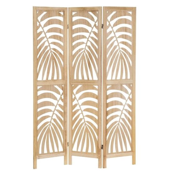 Paravent avec 3 pans en bois MDF et paulownia coloris naturel, blanc ...