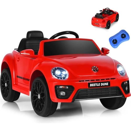 GOPLUS Voiture Électrique Enfant 3-8 Ans 12V Coccinelle avec Télécommande 2,4G,1 Place avec LED ...