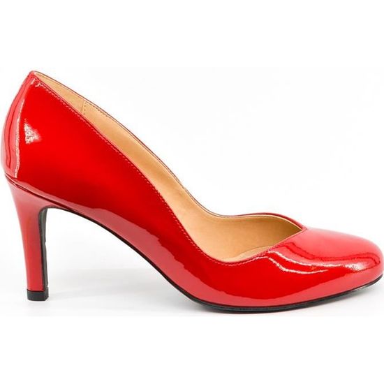 Escarpins rouges en cuir vernis - Femme - Talon 8cm - Cuir gamme ...