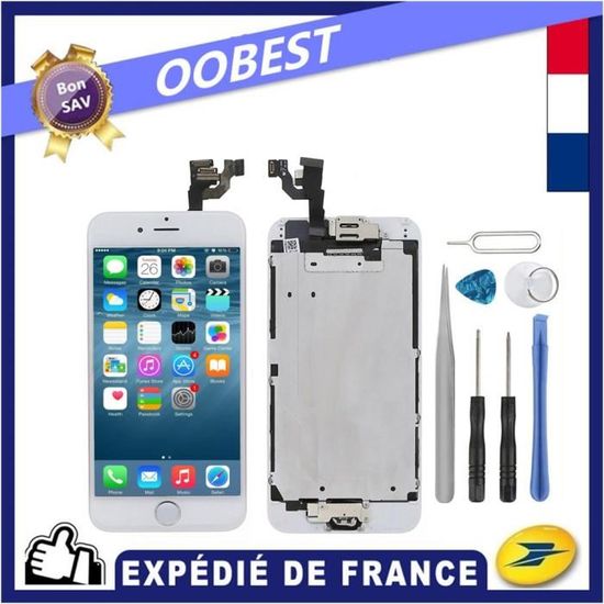 Ecran complet Pour iPhone 6 - Vitre tactile + blanc écran LCD + Bouton ...