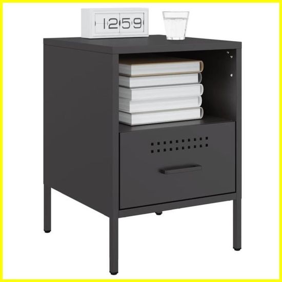 NEUF Tables de chevet 2pcs noir 36x39x50,5cm acier laminé à froid - Bon ...