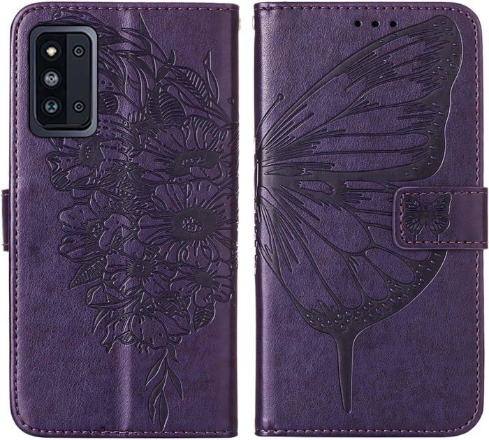 Etui portefeuille en cuir pour Samsung Galaxy F52 5G - HONGWE - Violet ...