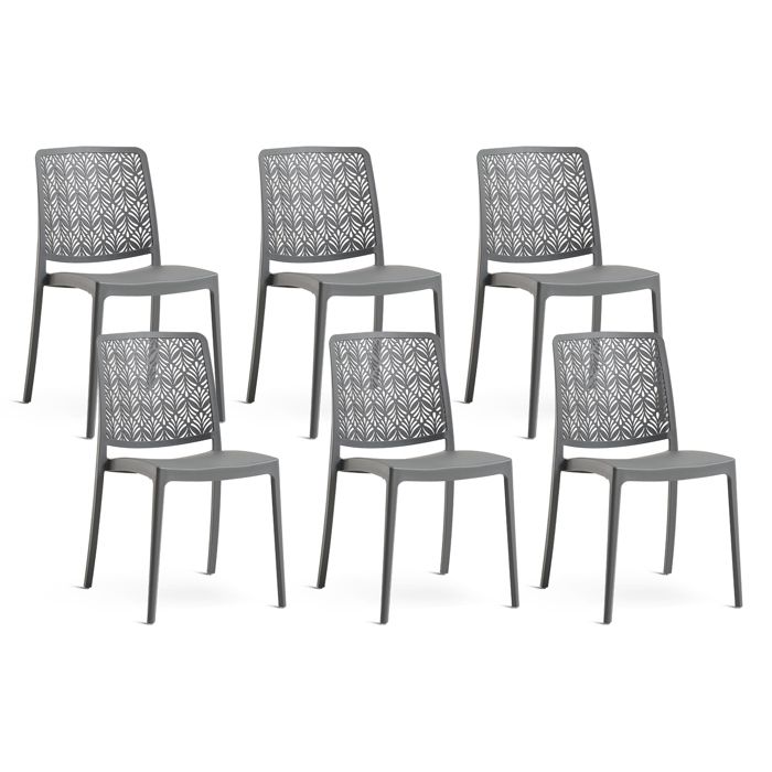 Chaises empilables - YARA - Lot de 6 - Polypropylène renforcé - Dossier ...
