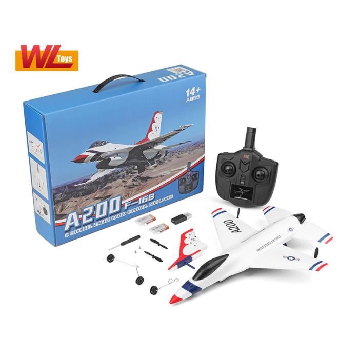 Couleur Avec 2 Piles XK A200 F-16B RC 2.4g 2CH 12 Min Temps de Vol Télécommande Avion macro Aile ...