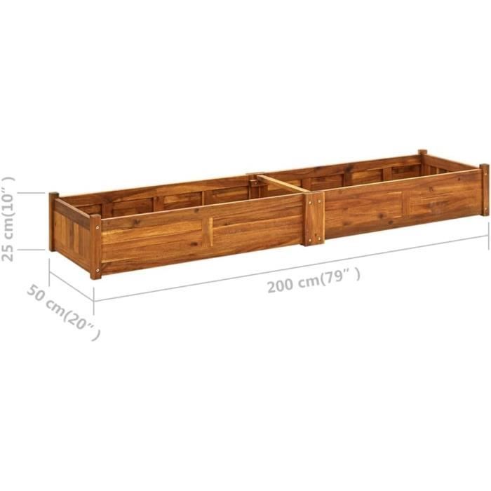 Boîte à fleurs, jardinière en bois d'acacia de qualité supérieure ...