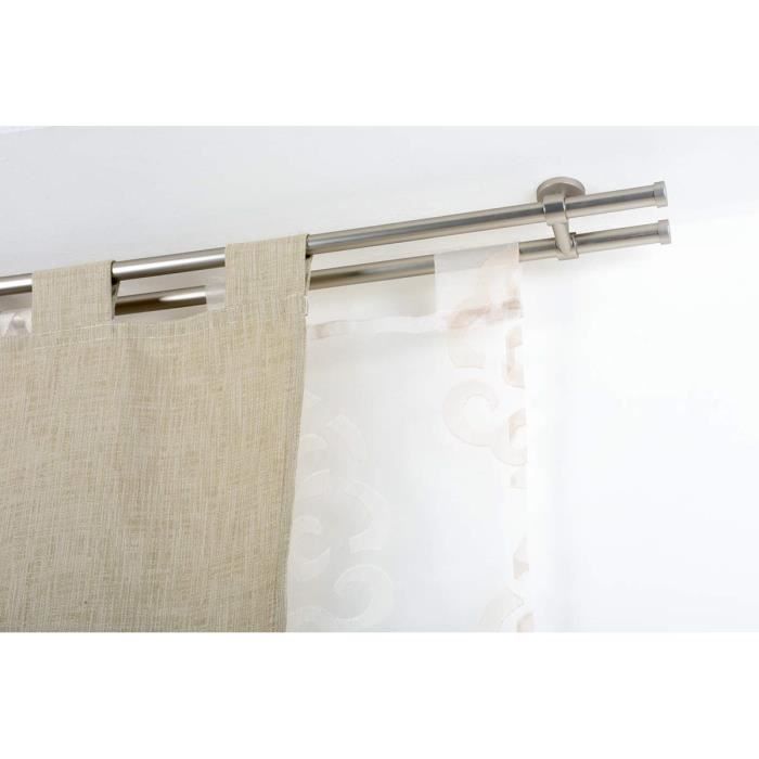 Double Tringle à Rideaux: Ø 20 mm sans Anneaux, L. 140 cm. en Acier satiné – Complet - Cdiscount ...