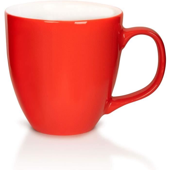 Grande tasse à café XXL en porcelaine avec surface brillante - Rouge ...