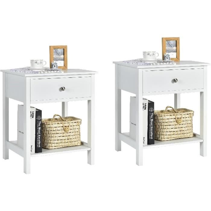 COSTWAY Lot de 2 Table de Chevet à 2 Niveaux Style Moderne Simple 48 x ...