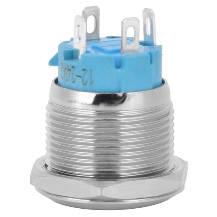 Duokon Interrupteur à bouton poussoir ON/OFF 12V ~ 24VDC Waterproof 19mm/0.75 inch Push Button ...
