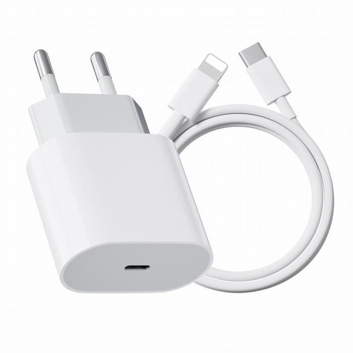 Chargeur Rapide - ELLBM - 20W - Compatible iPhone 13 Pro Max - Câble 1M ...