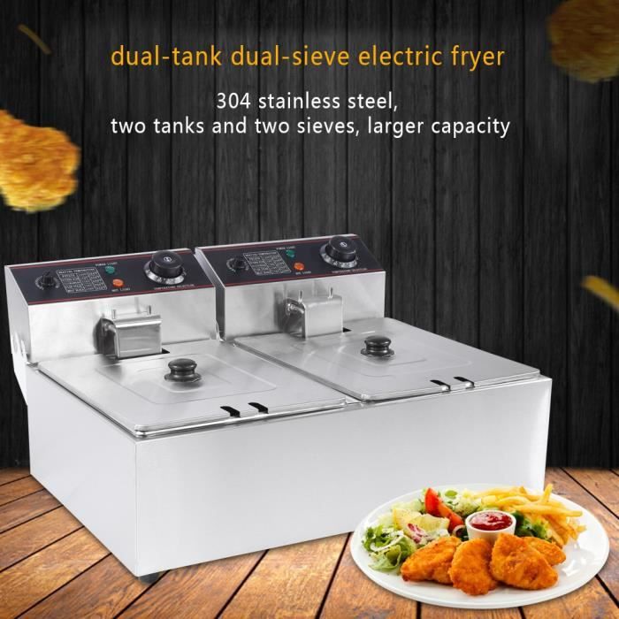 PARFAIT Friteuse électrique à double cuves en acier inoxydable ...