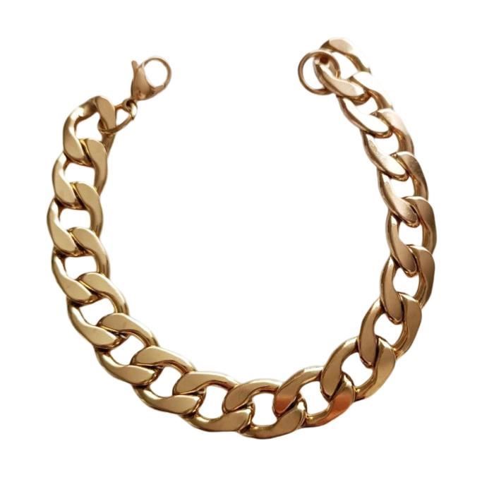 Bracelet Acier 'Maille Gourmette' doré - 21 cm 11 mm [R8598] - Achat ...