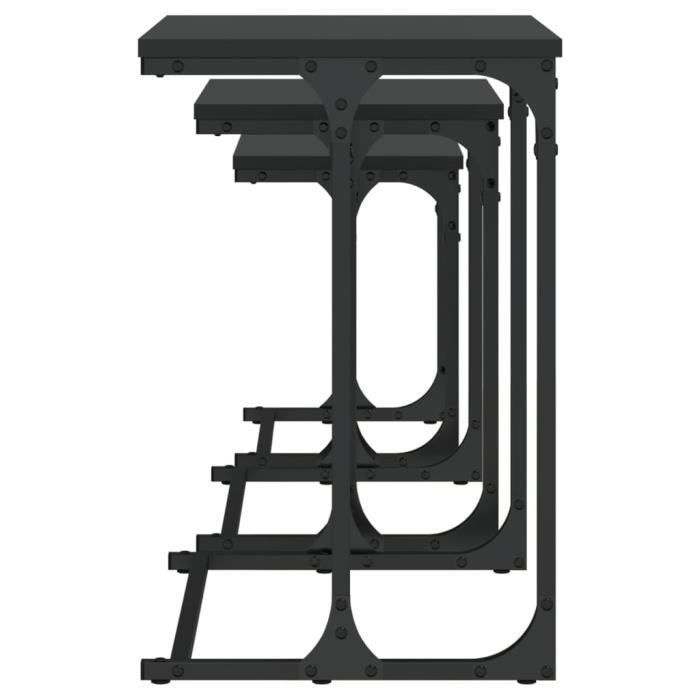 ABB Tables basses gigognes 3 pcs noir bois d'ingénierie - Pwshymi ...