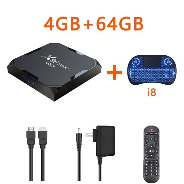 Boîtier Smart TV X96 MAX Plus Ultra,Amlogic S905tage,4 Go-64 Go-32 Go,100 Mb-s,WiFi 2.4-5.8 GHz ...