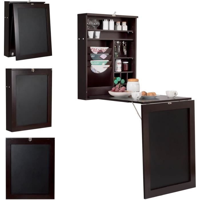 LIFEZEAL Table Murale Pliante Multifonctionnelle avec Étagère Ouverte ...