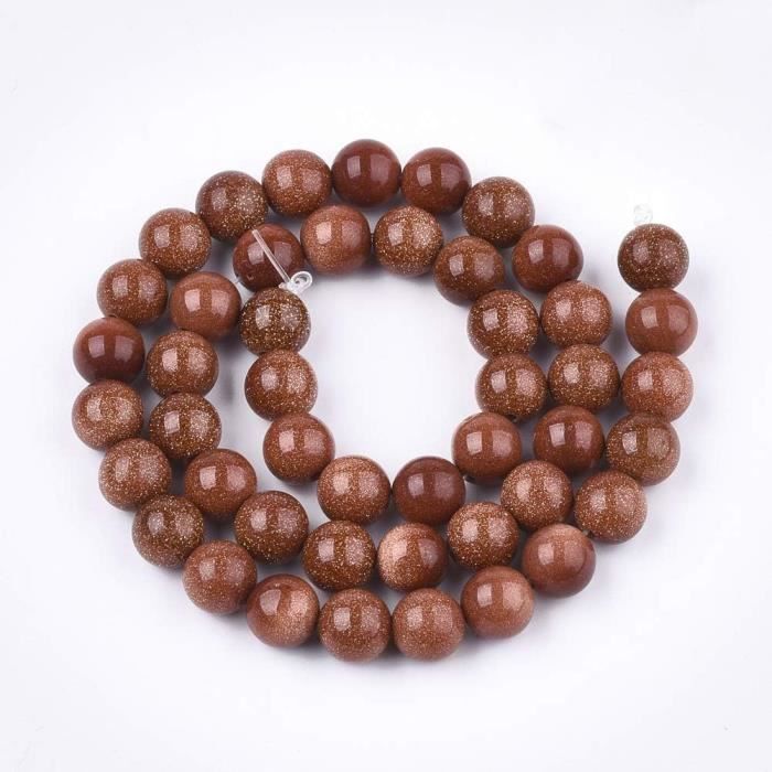 Perles En Pierres Précieuses En Grès Doré, En Vrac, Naturelles, Rondes ...