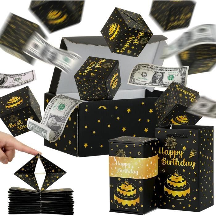 12Pcs Boîte Surprise Sautant Anniversaire Noir Boîte Pliantes Cadeau ...