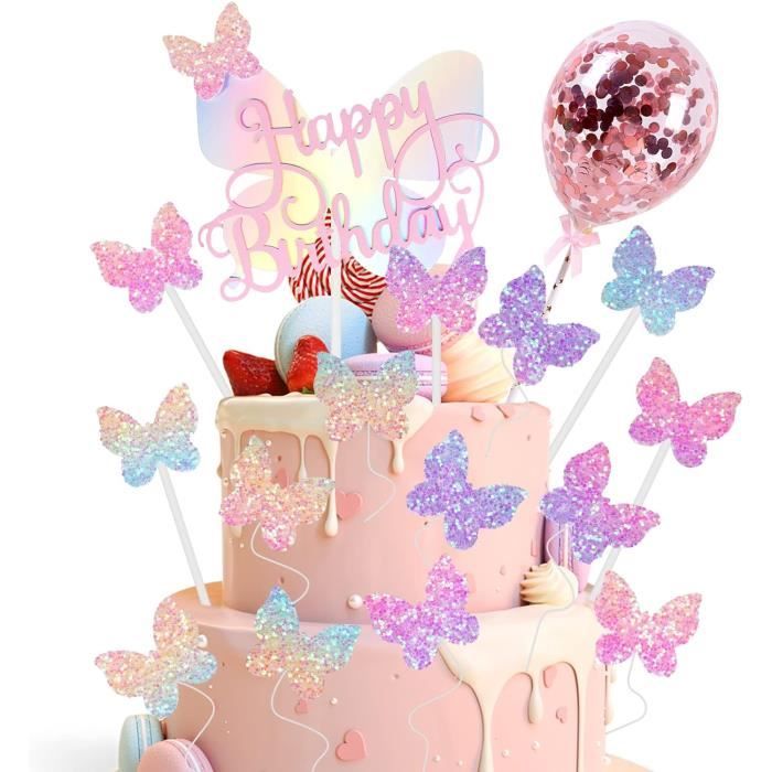 Gâteau Topper De Papillon, 17 Pièces Papillon Toppers Décoration ...