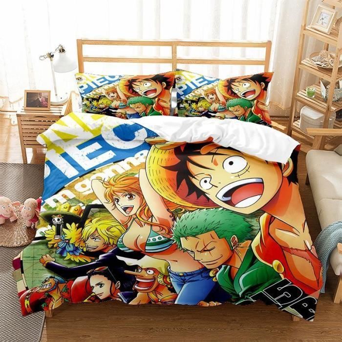 Animé One Piece Luffy 3pcs Chopper Zoro Sanji 1 Housse De Couette Et 2