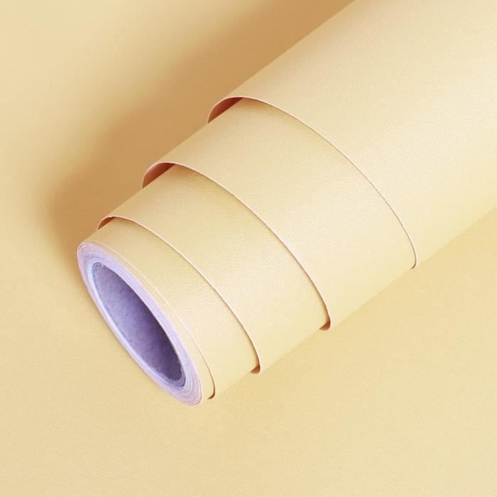 Papier peint,Beige-40cm x 1m--Papier peint PVC autocollant imperméable de couleur unie ...