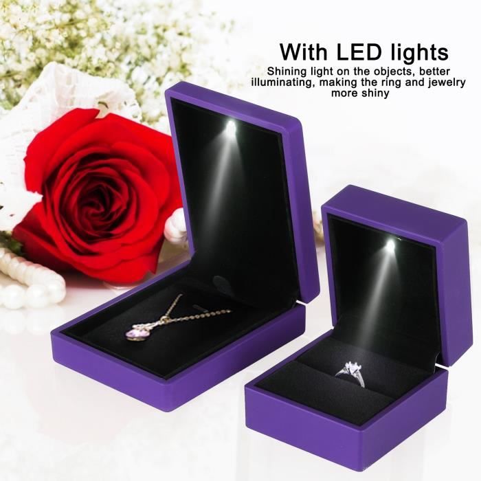 Boîte à bijoux LED allumé coffret cadeau boîte à bijoux allumage boîte ...