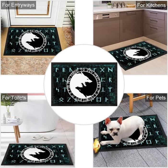 Mythologie Scandinave Imprimé En 3D Rune Médiévale Yin Yang Loup Tapis ...
