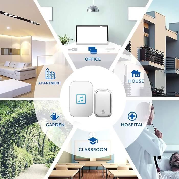 Sonnette Sans Fil, Kit De Carillon De Porte Sans Fil (2 Boutons ...