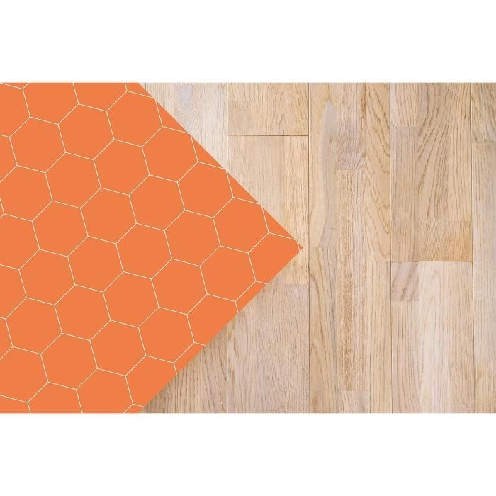 Tapis Du Sol Mosaïque Hexagones Orange 60X200 Cm Tapis De Cuisine En ...